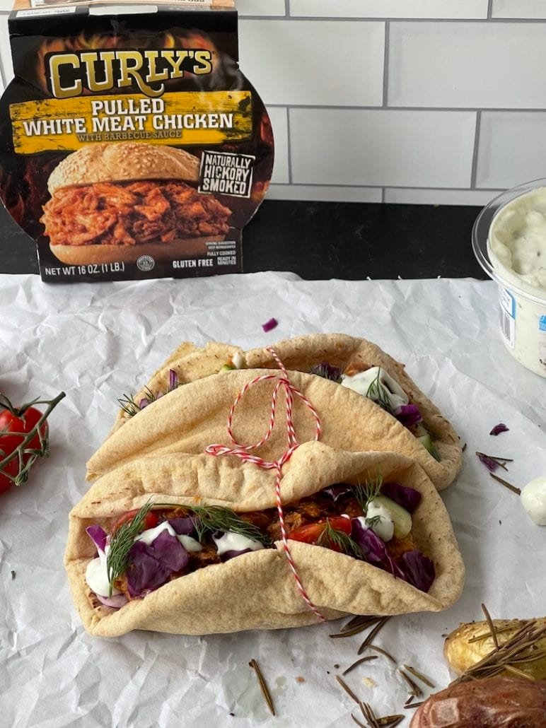 Curly's Pulled Chicken BBQ Chicken Gyros | My Bizzy Kitchen