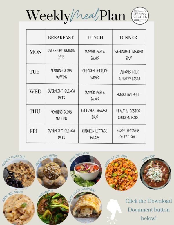 Weekly Meal Plan for Week of March 20, 2023 | My Bizzy Kitchen
