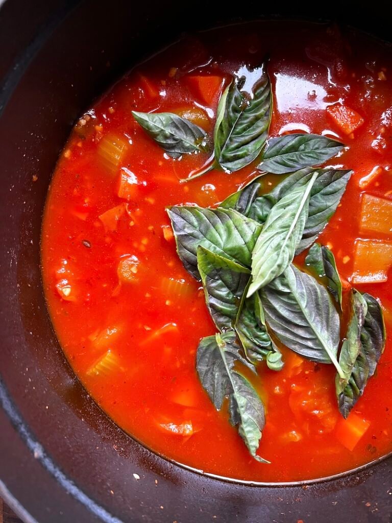 Heirloom Tomato Basil Soup | My Bizzy Kitchen